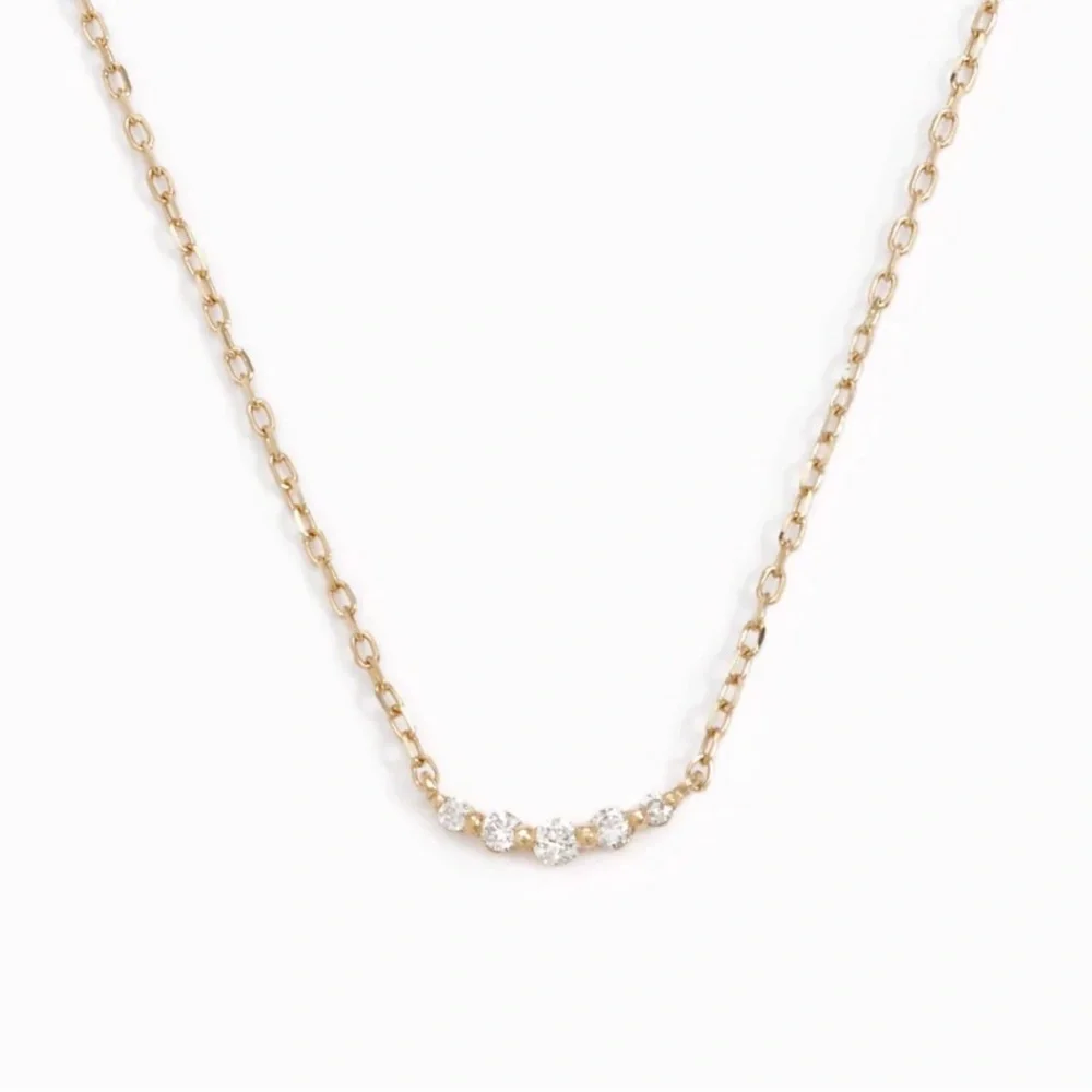 Linjer | Jewelry | Linjer Diamond Curved Bar Necklace 4k Solid Gold ...